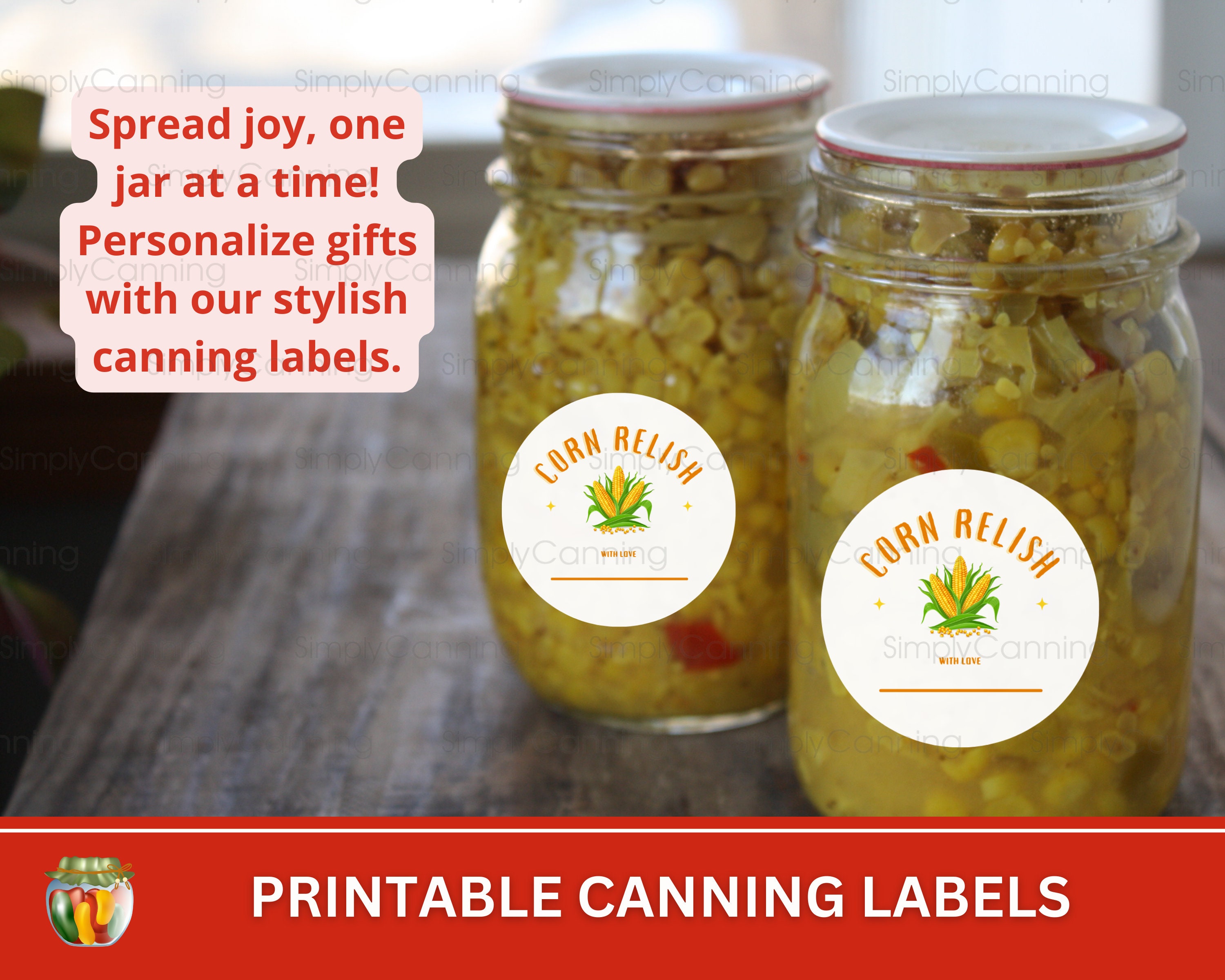 Corn Relish Printable Canning Jar Labels, Round Labels for Canning Jar ...