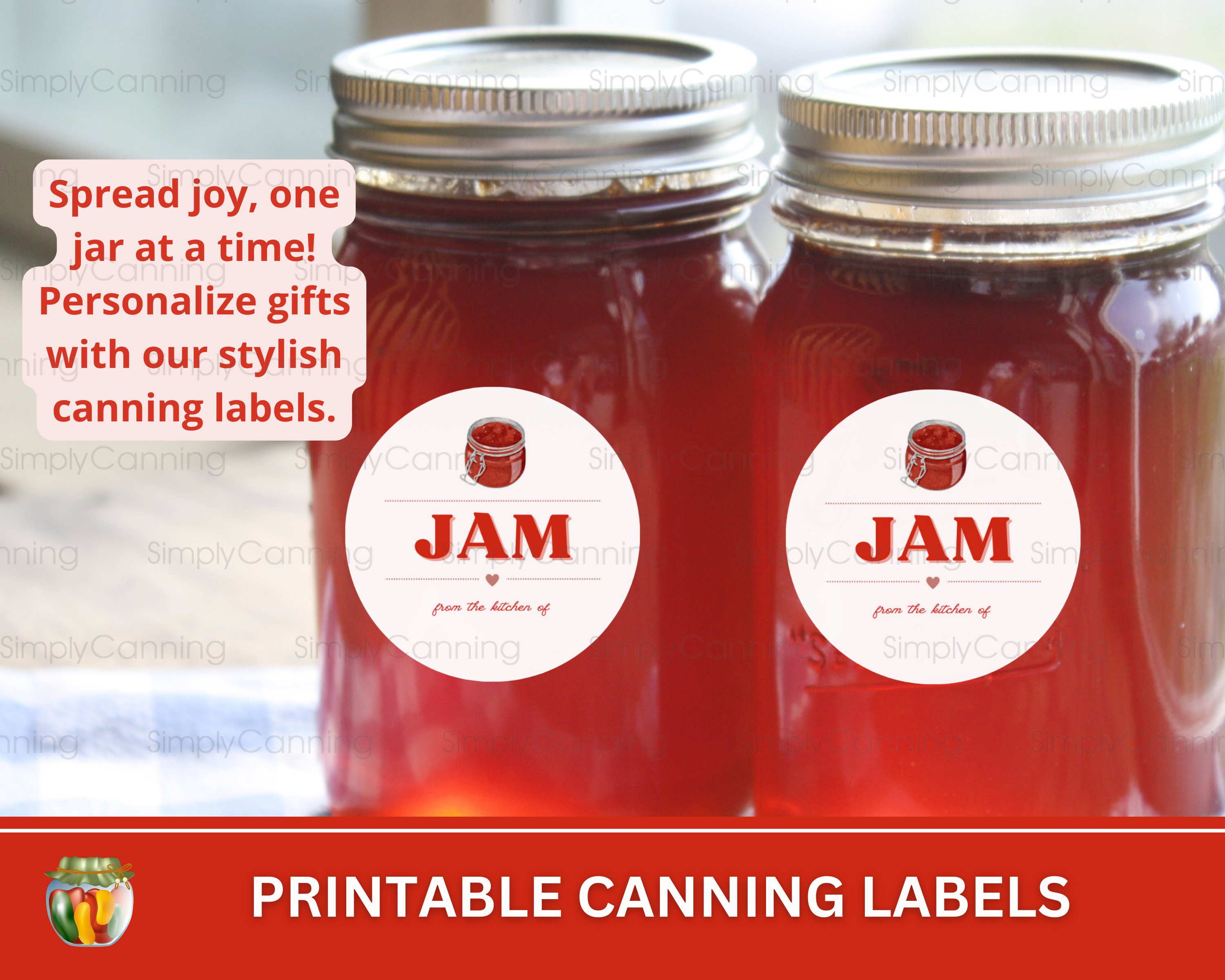 Jam Printable Canning Jar Labels, Round Labels for Canning Jar Lids or ...