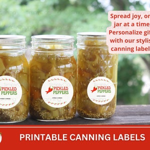 Pickled Peppers Printable Canning Jar Labels (PDF) - Etsy