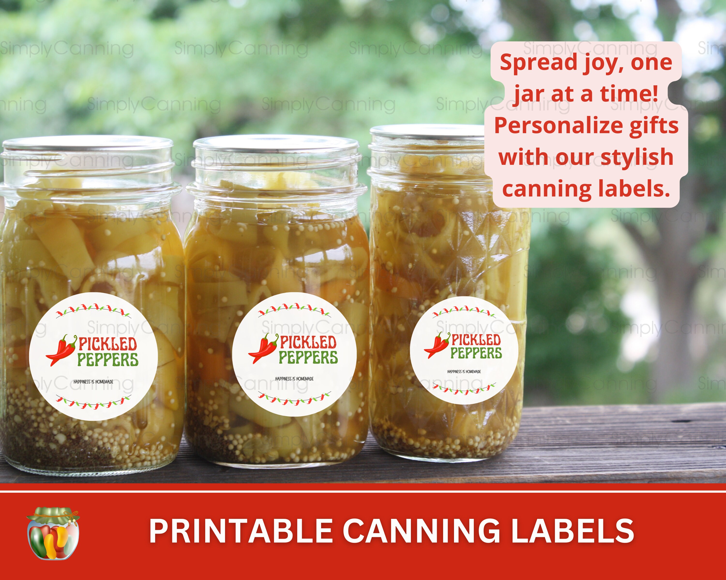 Pickled Peppers Printable Canning Jar Labels (PDF) - Etsy