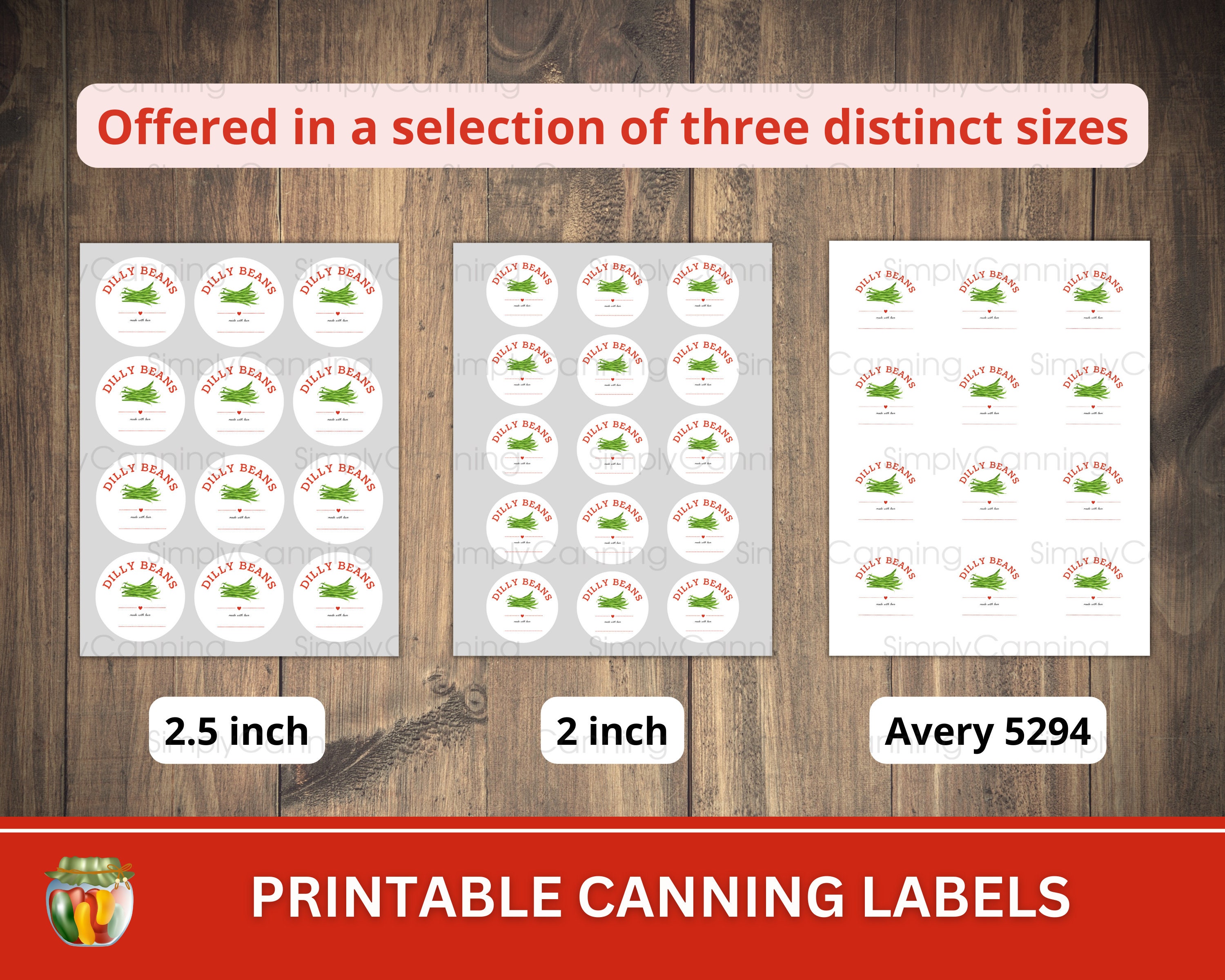 Dilly Beans Printable Canning Jar Labels, Round Labels for Canning Jar ...