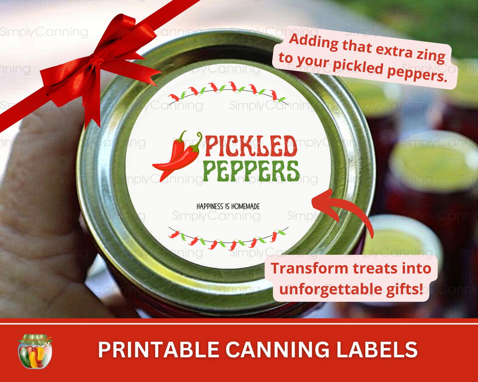 Pickled Peppers Printable Canning Jar Labels (PDF) - Etsy