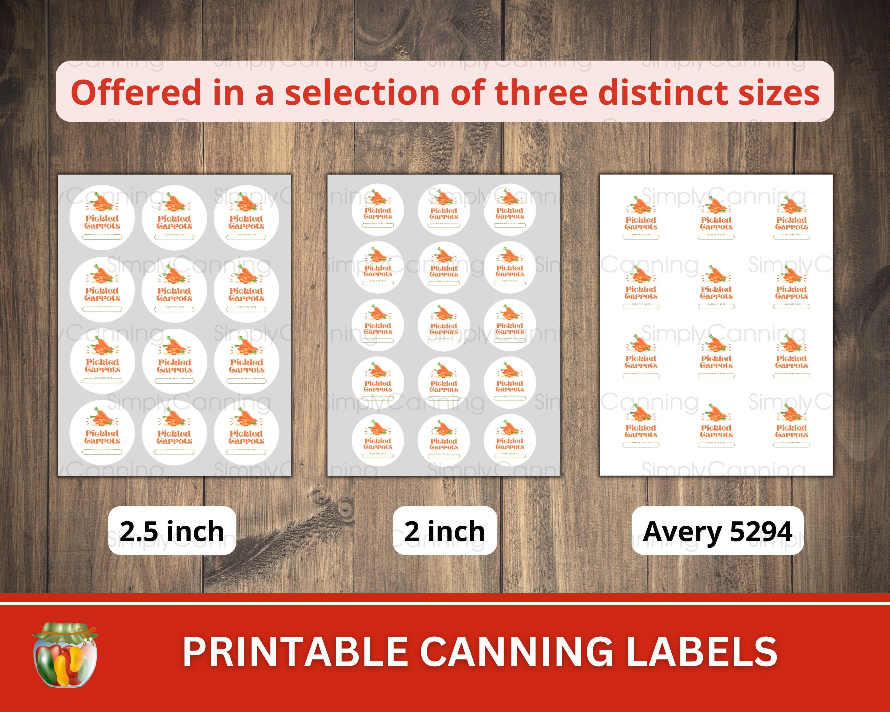 Pickled Carrots Printable Canning Jar Labels, Round Labels for Canning ...