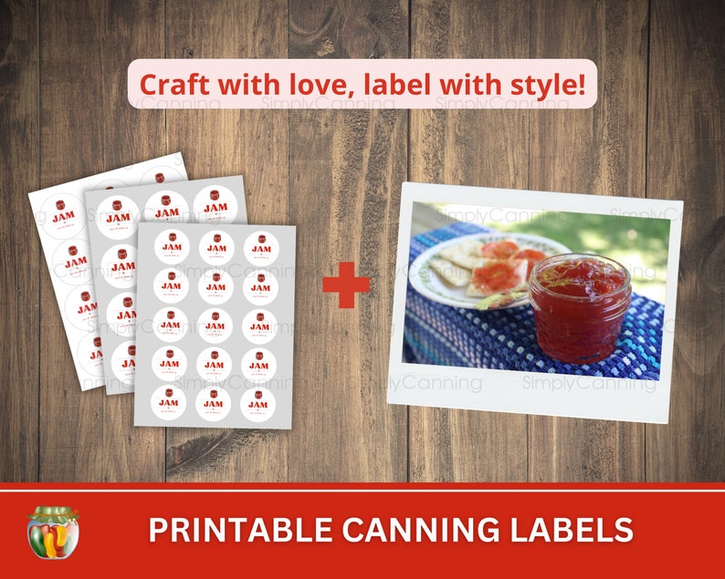 Jam Printable Canning Jar Labels, Round Labels for Canning Jar Lids or ...