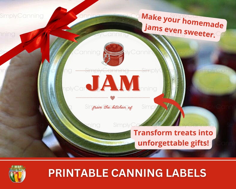 Jam Printable Canning Jar Labels, Round Labels for Canning Jar Lids or ...