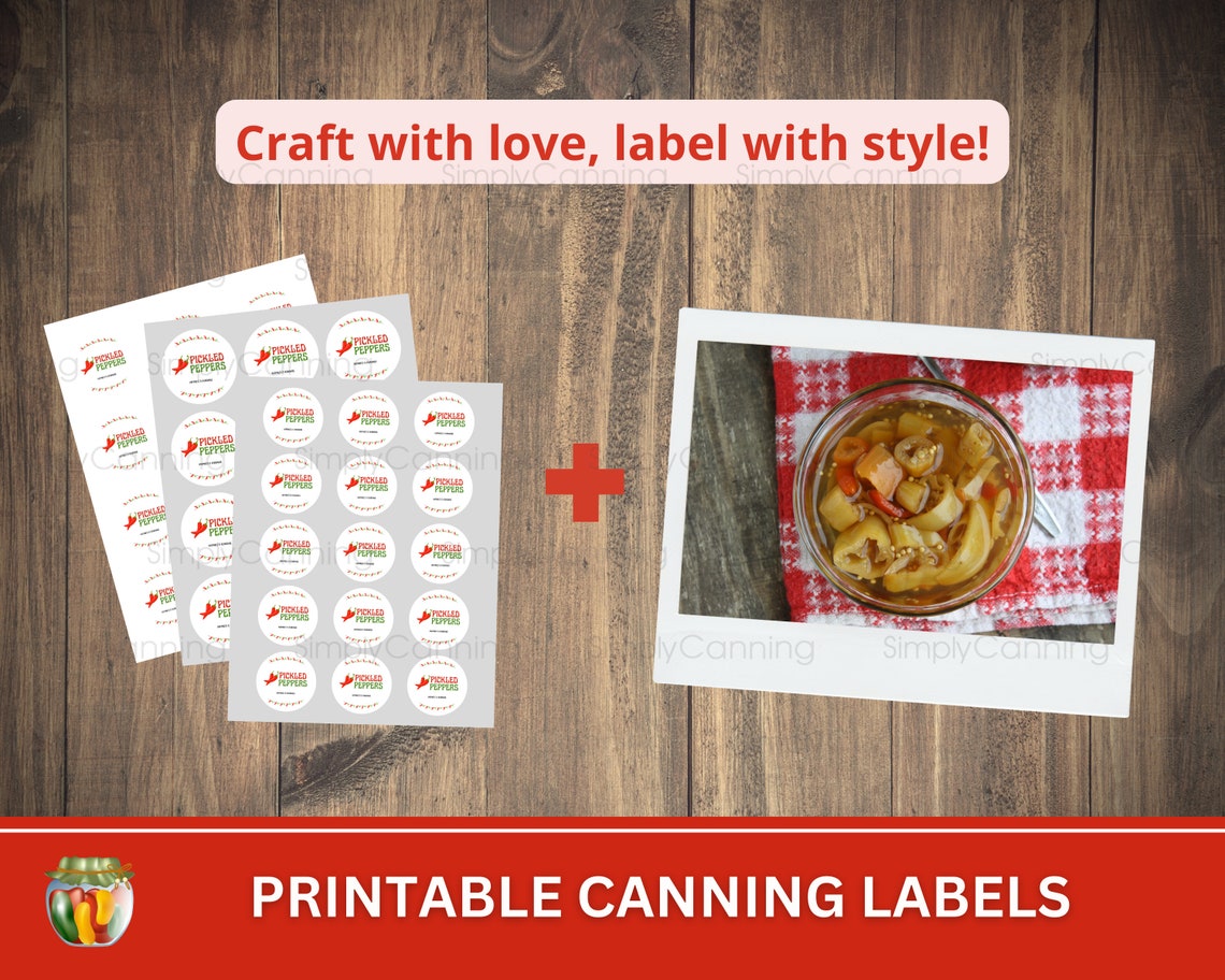 Pickled Peppers Printable Canning Jar Labels (PDF) - Etsy