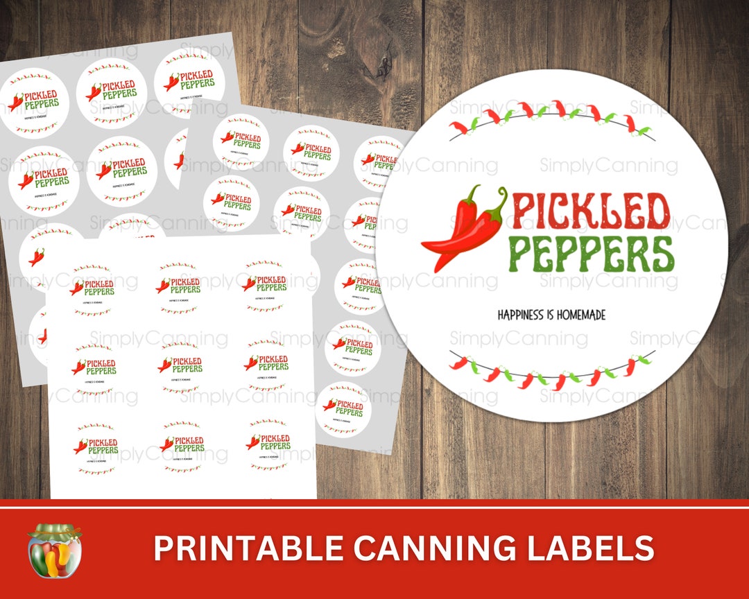 Pickled Peppers Printable Canning Jar Labels (PDF) - Etsy