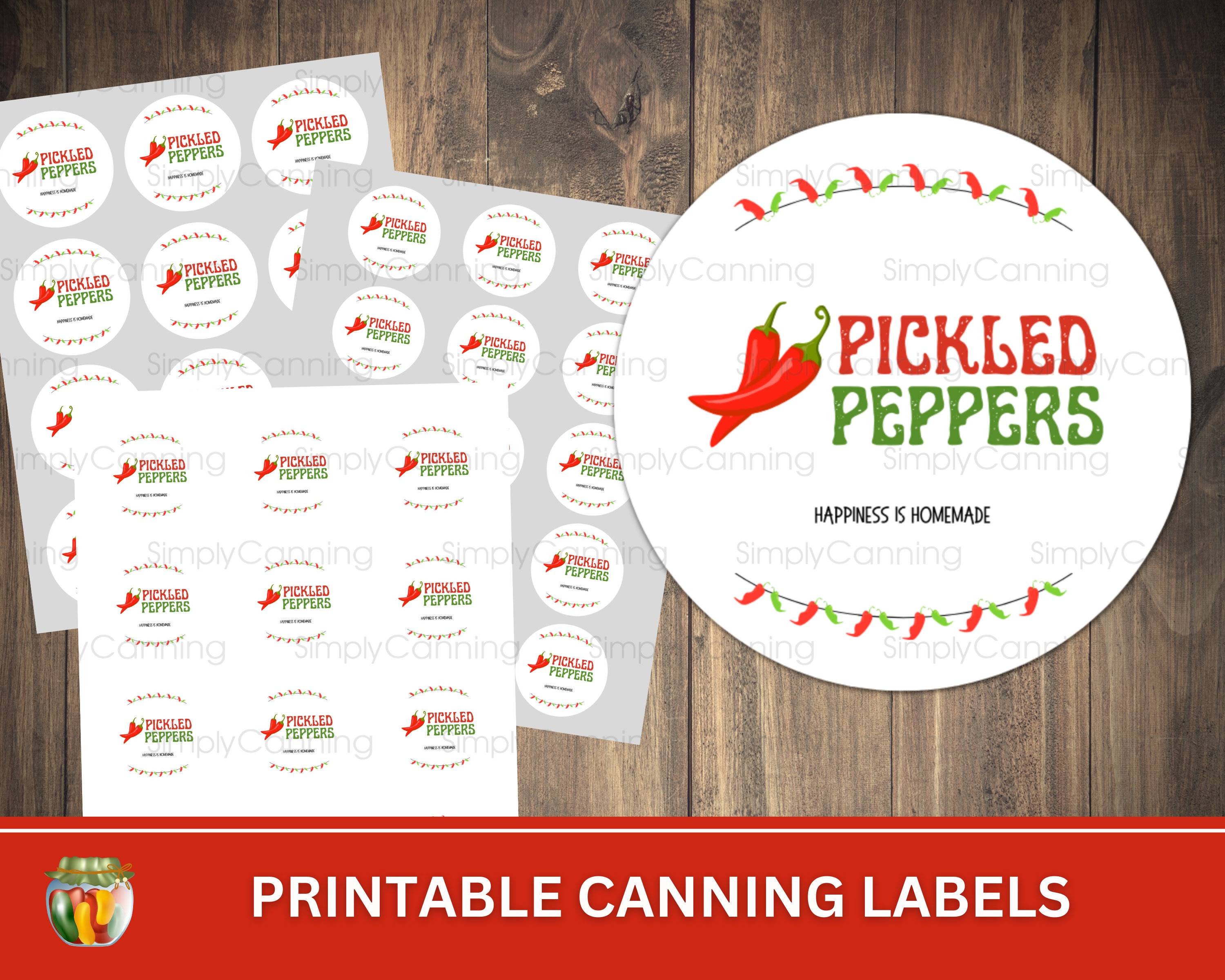 Pickled Peppers Printable Canning Jar Labels (PDF) - Etsy