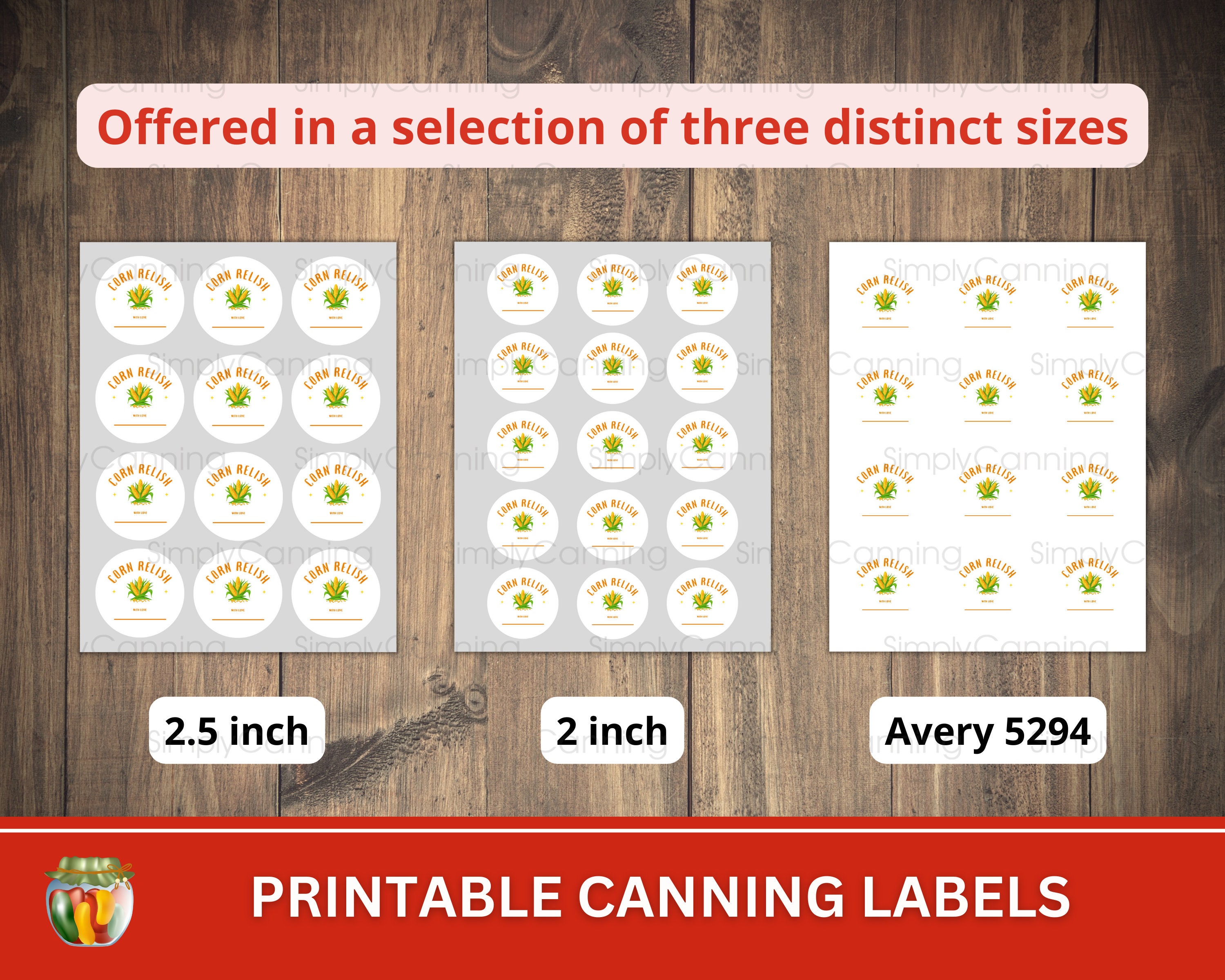 Corn Relish Printable Canning Jar Labels, Round Labels for Canning Jar ...