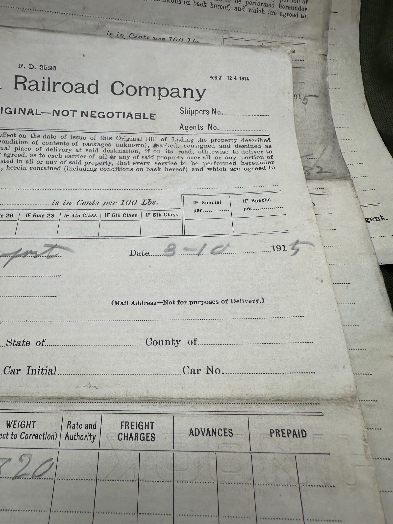 Lot of 3 Antique/original Pennsylvania Railroad Bill of Landing ...