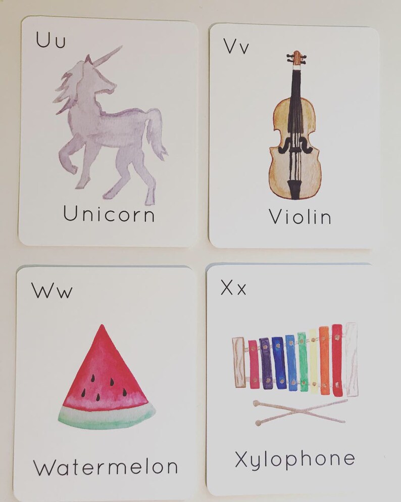 Alphabet Flash Cards, ABC Flash Cards, Kids Art, Art Prints, Nursery ...