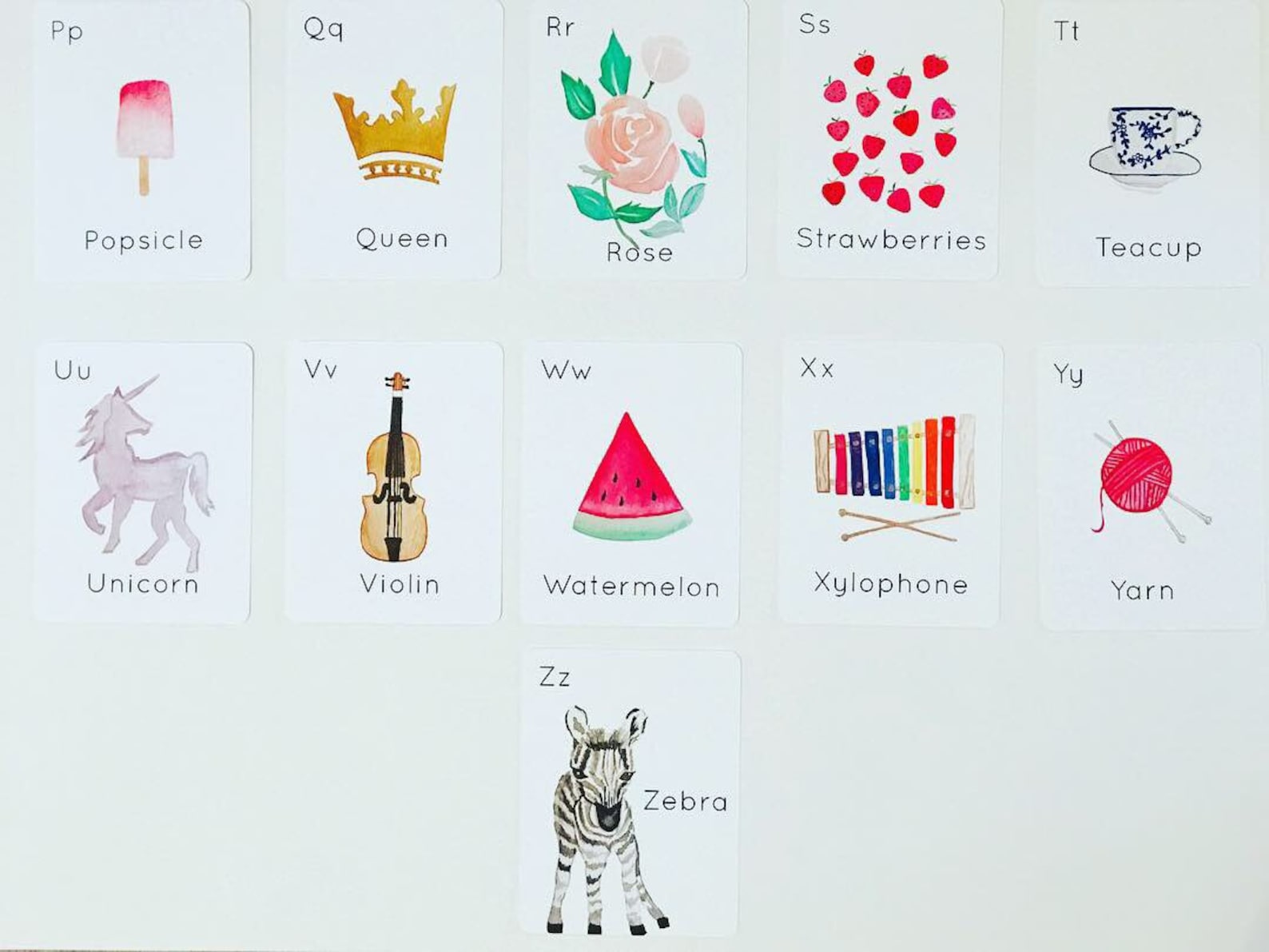 Alphabet Flash Cards, ABC Flash Cards, Kids Art, Art Prints, Nursery ...