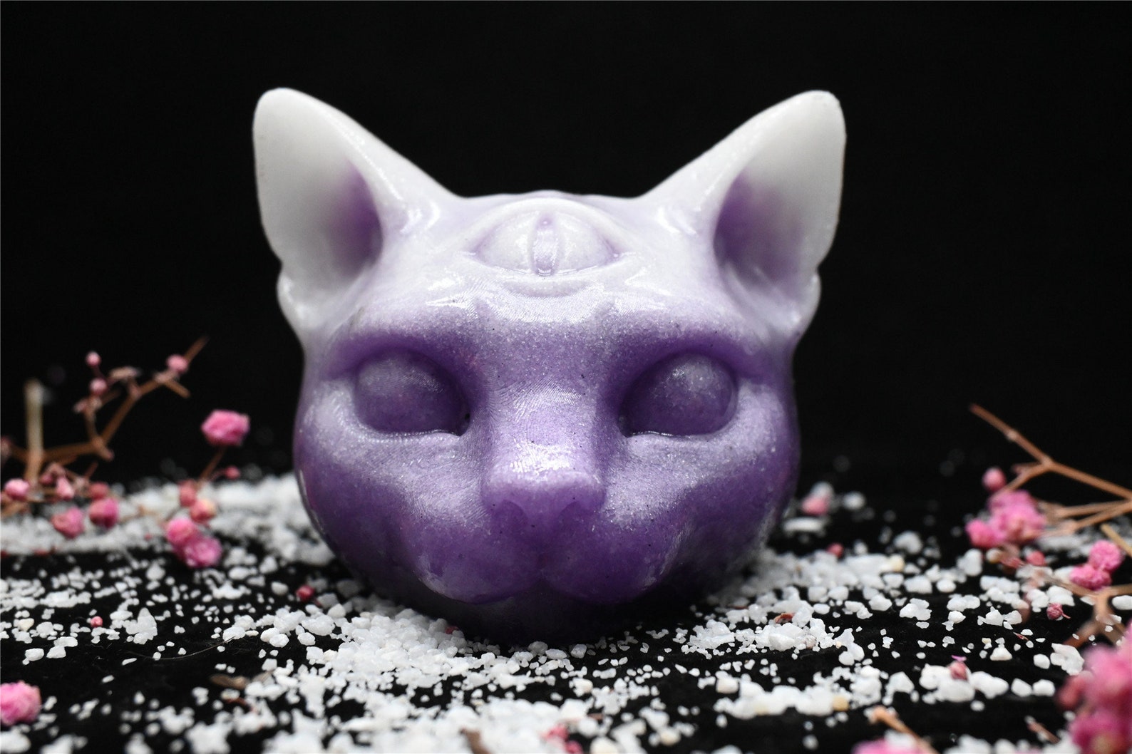 2.8'' Hand Carved Artificial Luminous Stone Cat - Etsy