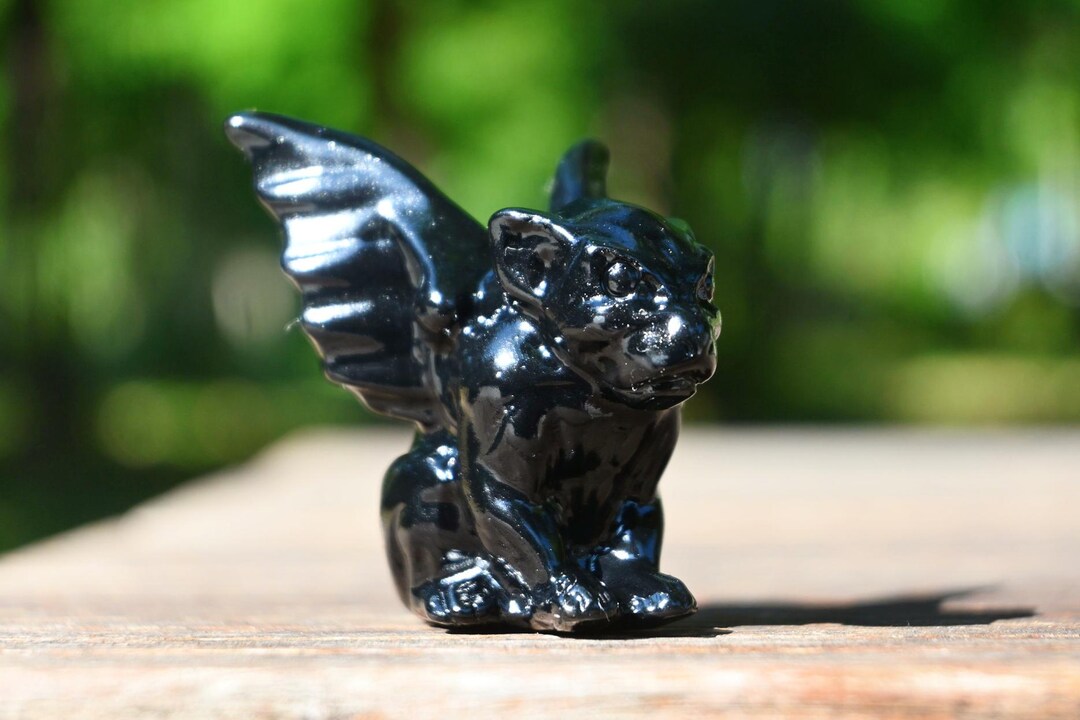 2.2'' Natural Carved Obsidian Gargoyle，crystal Gargoyle，quartz Crystal ...
