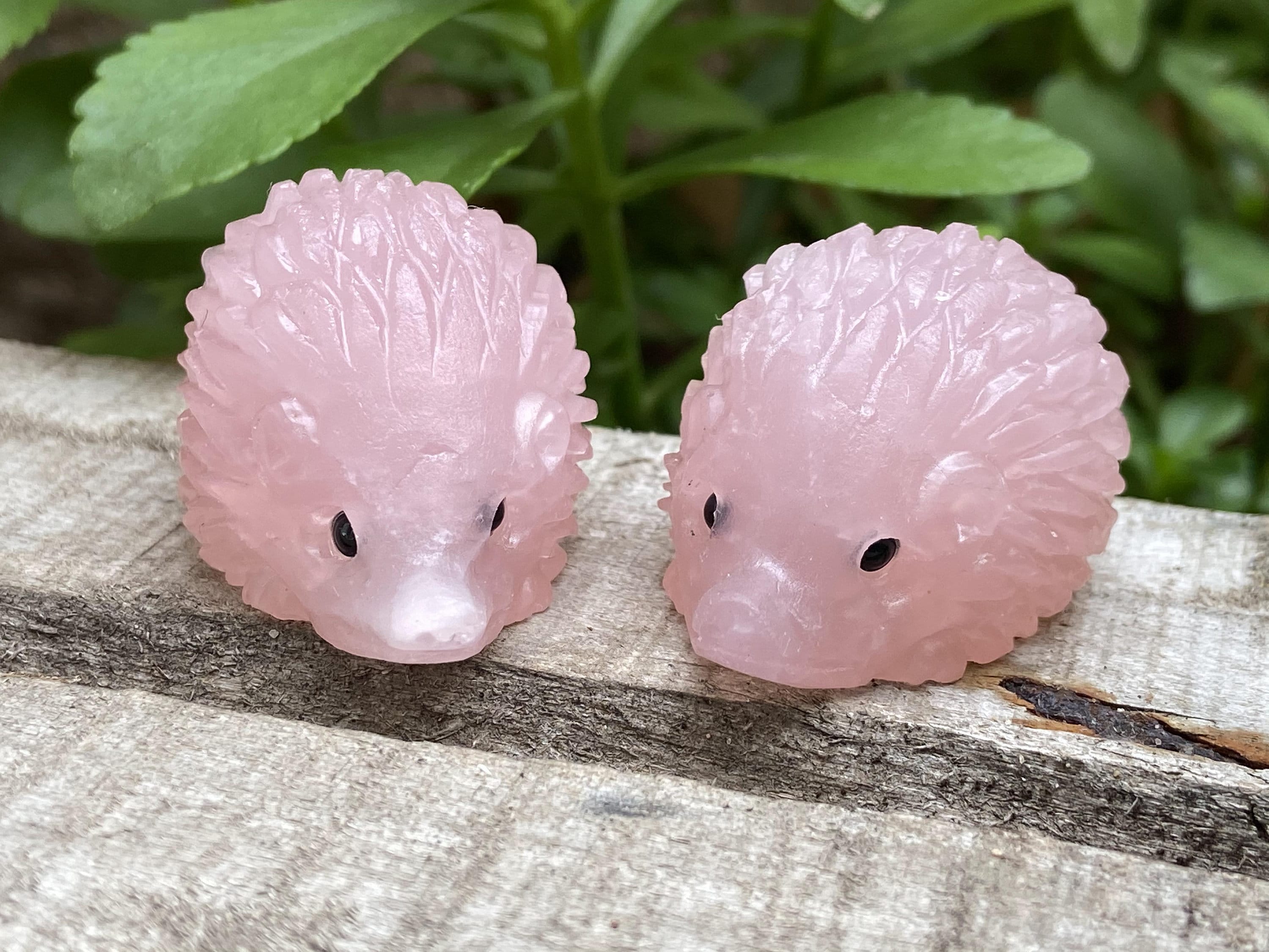 Erizo de cuarzo rosa tallado a mano natural regalo del día | Etsy