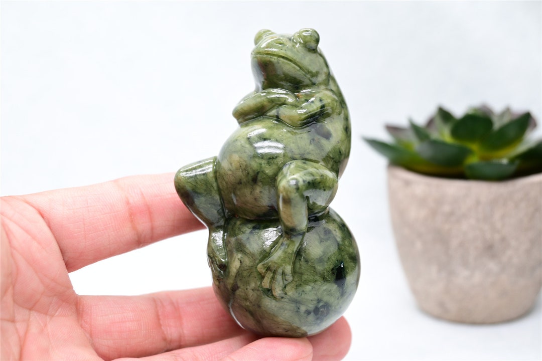 3'' Natural Hand-carved Unknown Stone Frog，crystal Gift，crystal Carved ...