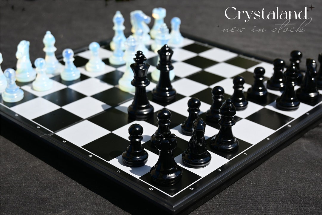 13inch Handmade Obsidian & Opalite Chess Set,crystal Skull，quartz ...