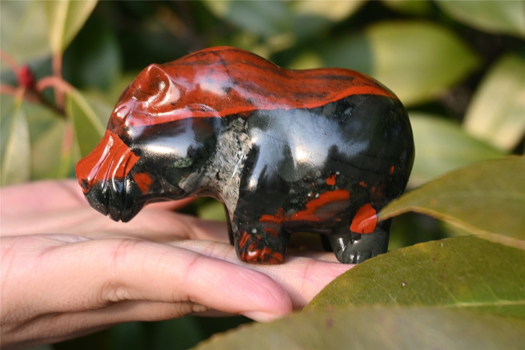 3.1'' Blood Stone Hippo Skull，crystal Animal，natural Hand Carved Skull ...