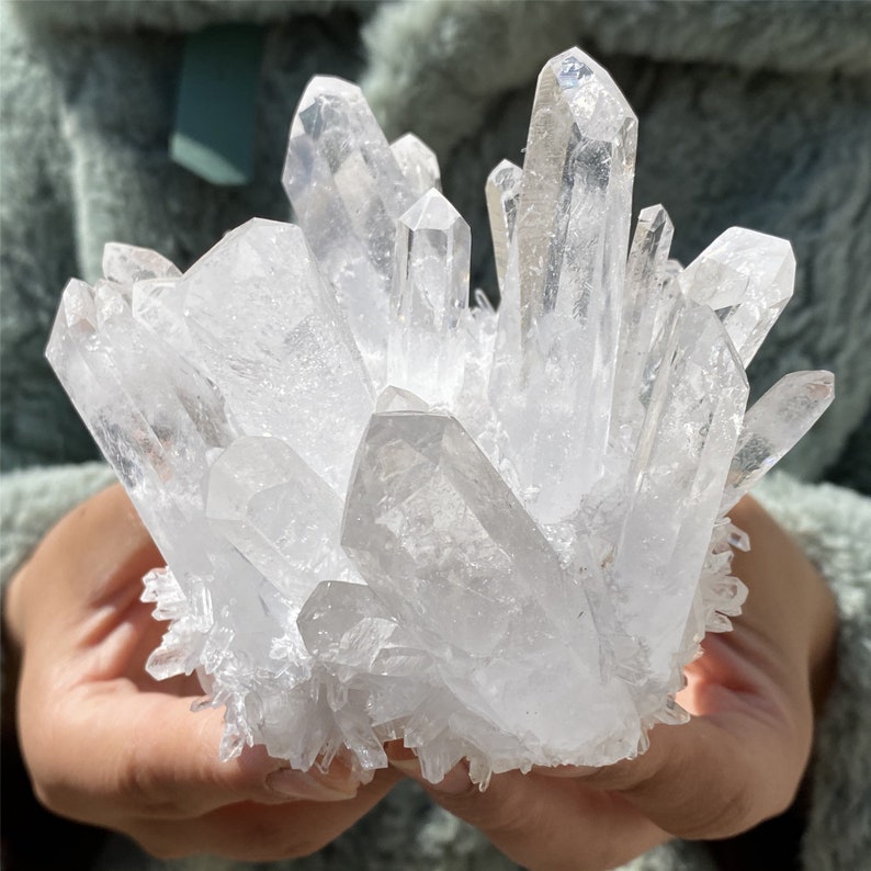 Crystal Cluster，300-500g+ Clear Quartz Cluster Crystal，quartz Point Vug ...