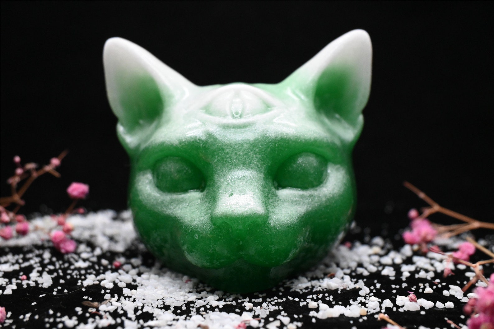 2.8'' Hand Carved Artificial Luminous Stone Cat - Etsy