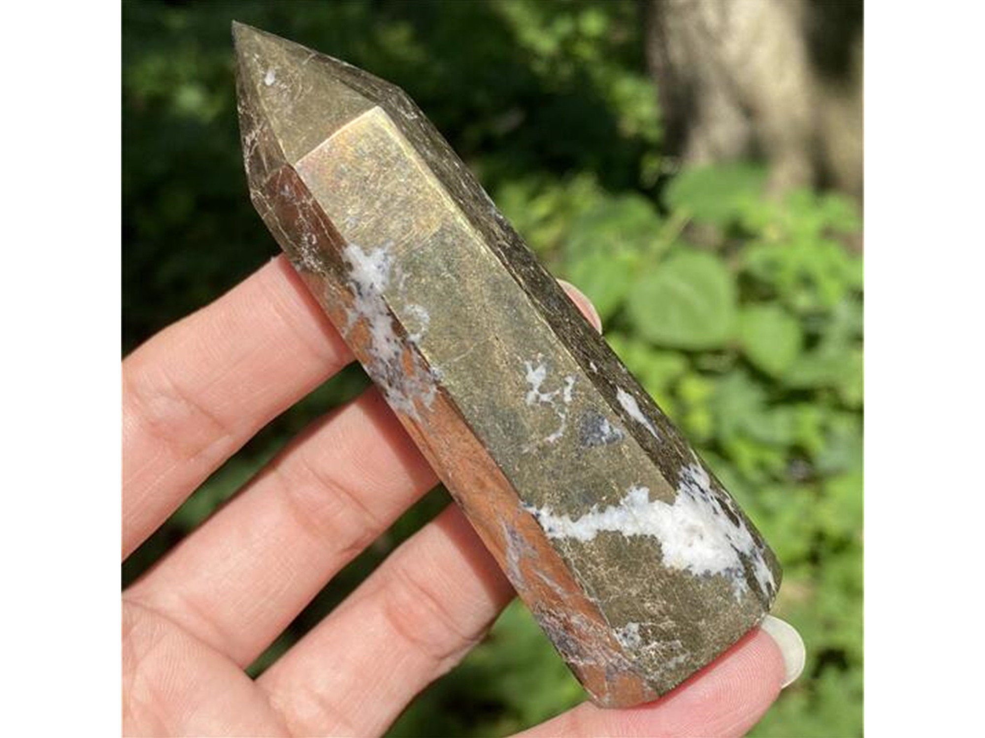 1PC Natural Hand carved Elixir Copper pyrites obelisk Quartz | Etsy