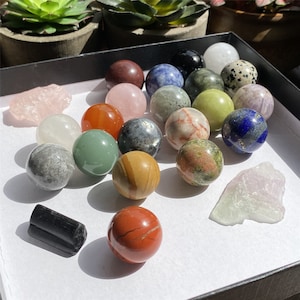 Natural Quartz Crystal Chakra Ball Box，reiki Healing Crystal Ball ...