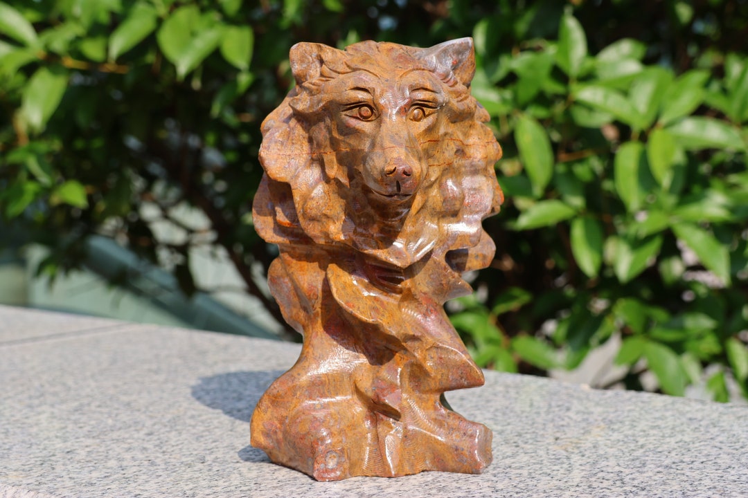 7.6'' Carved Natural Jade Wolf Skull，carved Wolf，crystal Wolf，quartz ...