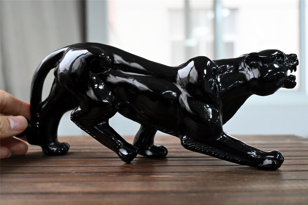 0.8KG+ Natural Carved Obsidian Leopard Skull，natural Quartz，carved ...