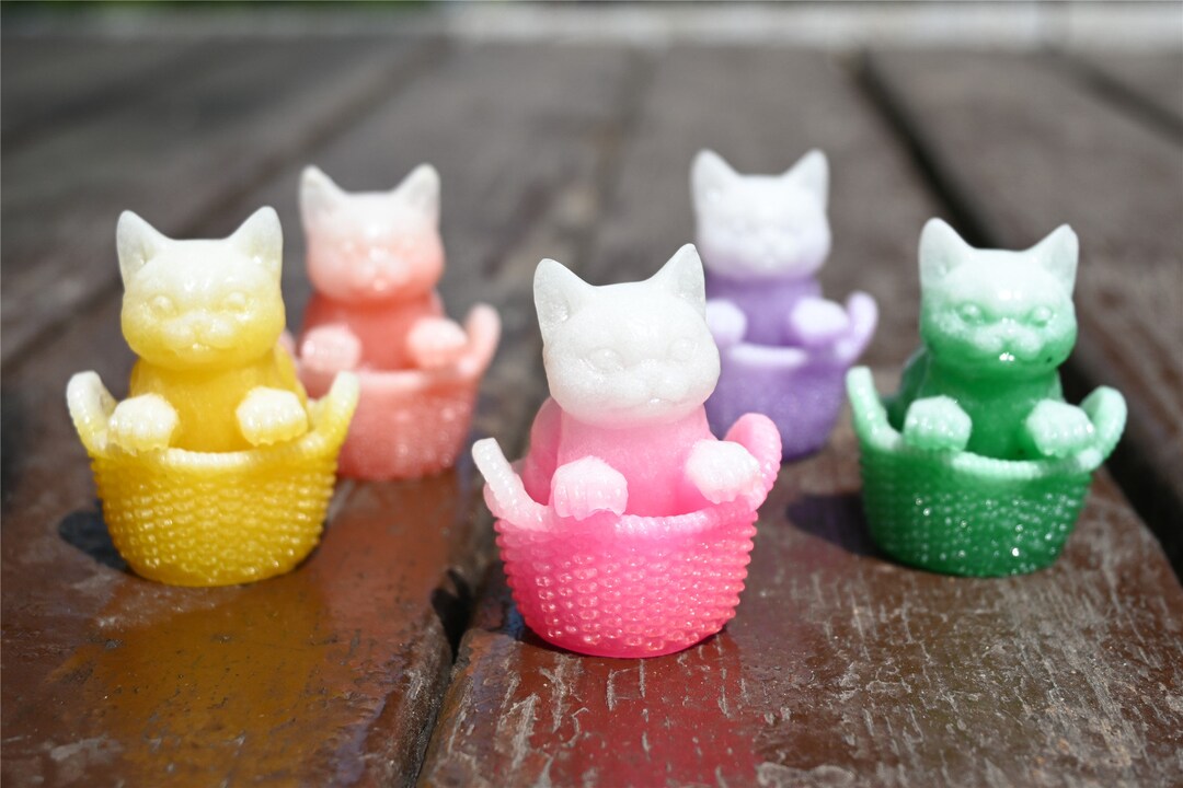 2'' Carved Luminous Stone Cat，crystal Gift，carved Cat，quartz Crystal ...