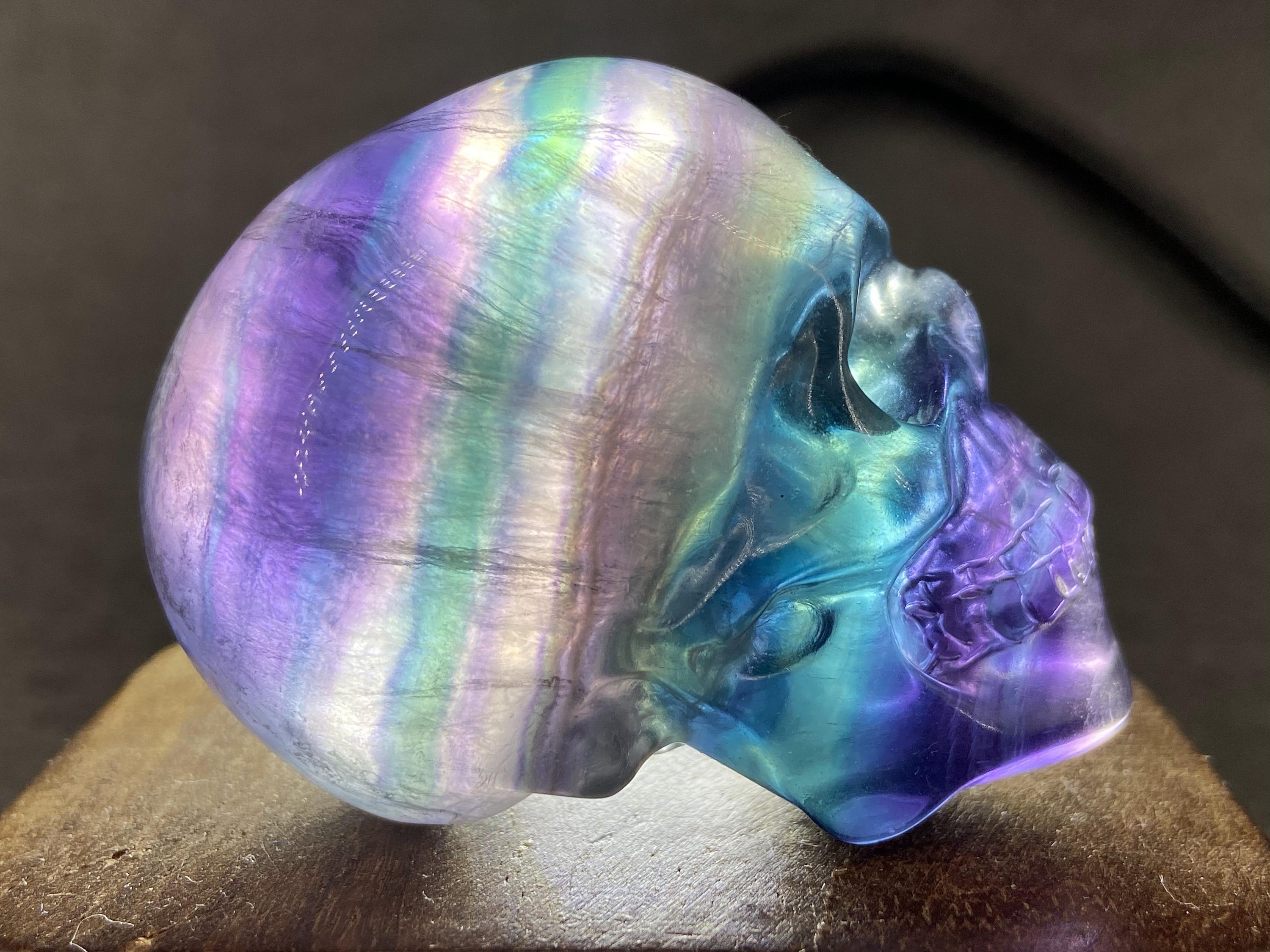 2'' Natural Hand Carved Rainbow Fluorite Skullcrystal - Etsy