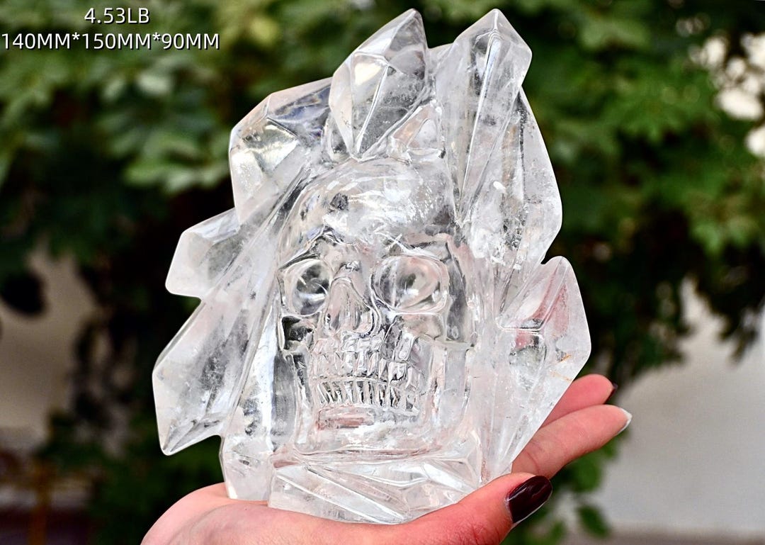 4.53LB Clear Quartz Skull，skull Carving，quartz Crystal，crystal Gift ...