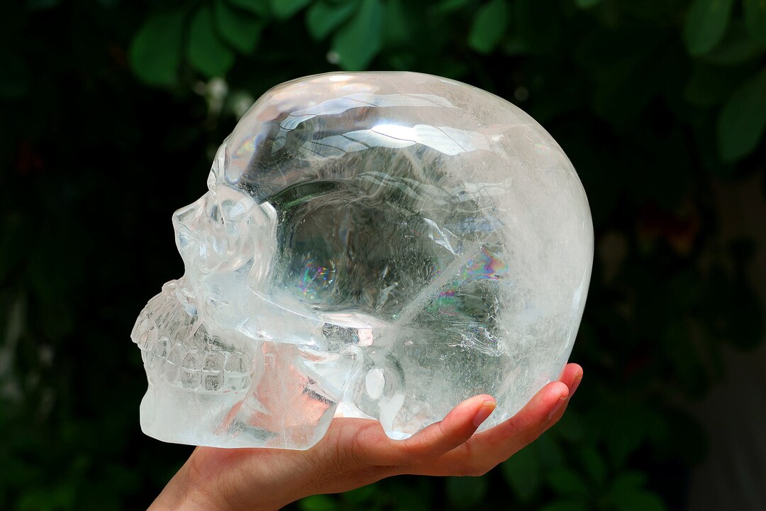 12.62LB Large Natural Carved Clear Quartz Skull，natural Quartz，clear ...