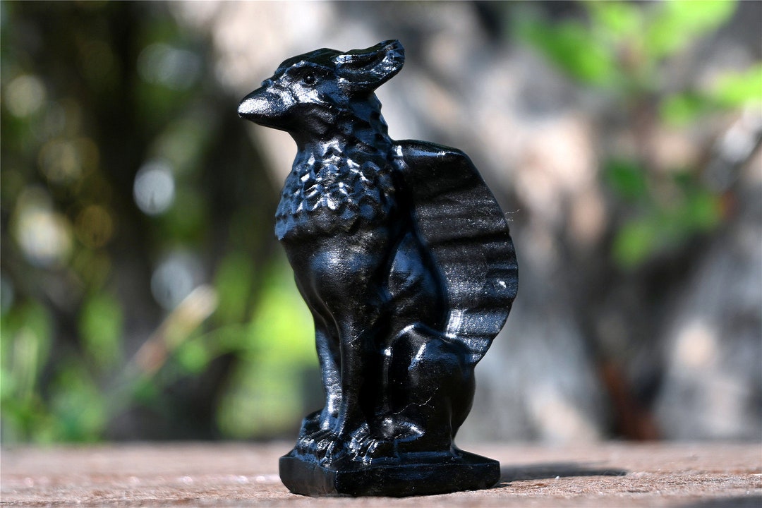 3" Natural Carved Obsidian Griffin,quartz Eagle,crystal Skull,crystal ...