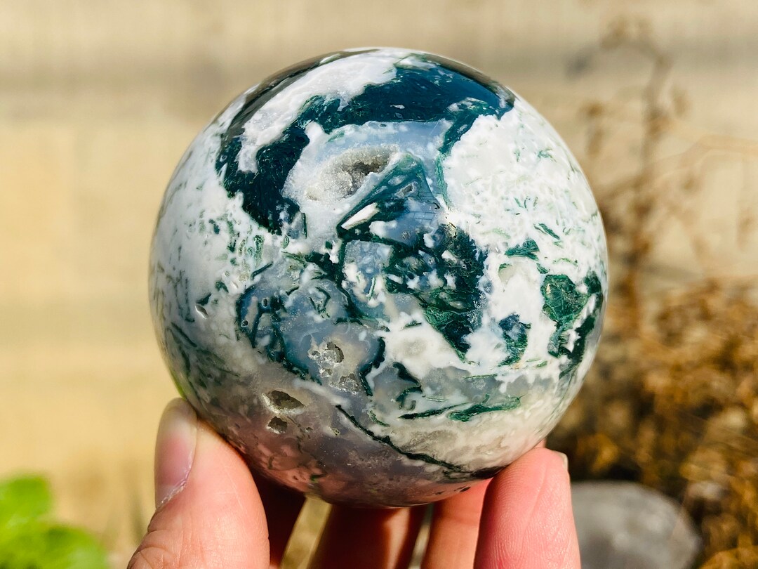 60mm+ Natural Ocean Grass Agate Sphere，crystal Ball Sphere，quartz ...
