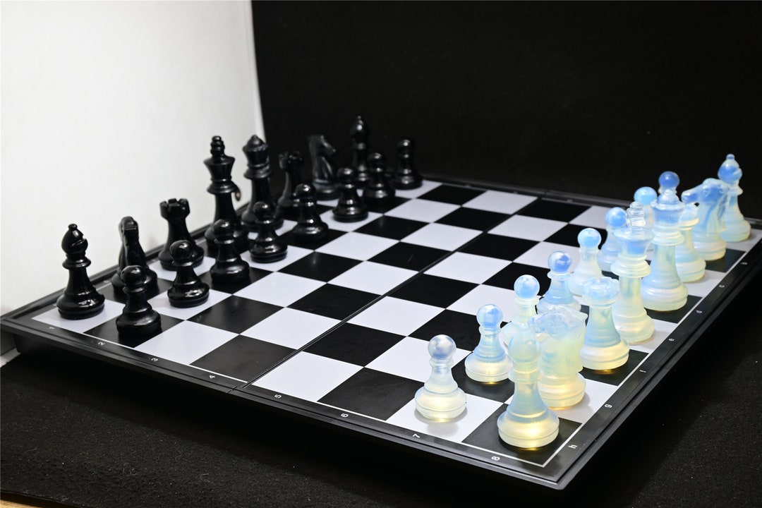 13'' Handmade Obsidian & Opalite Chess Set,crystal Skull，quartz Crystal ...