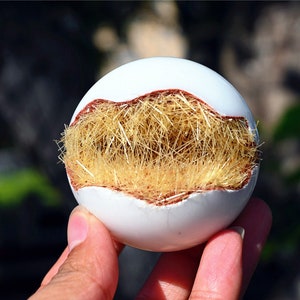 55mm+ Yellow Needle Ironstone Ball,open Mouth Magnesite Goethite ...