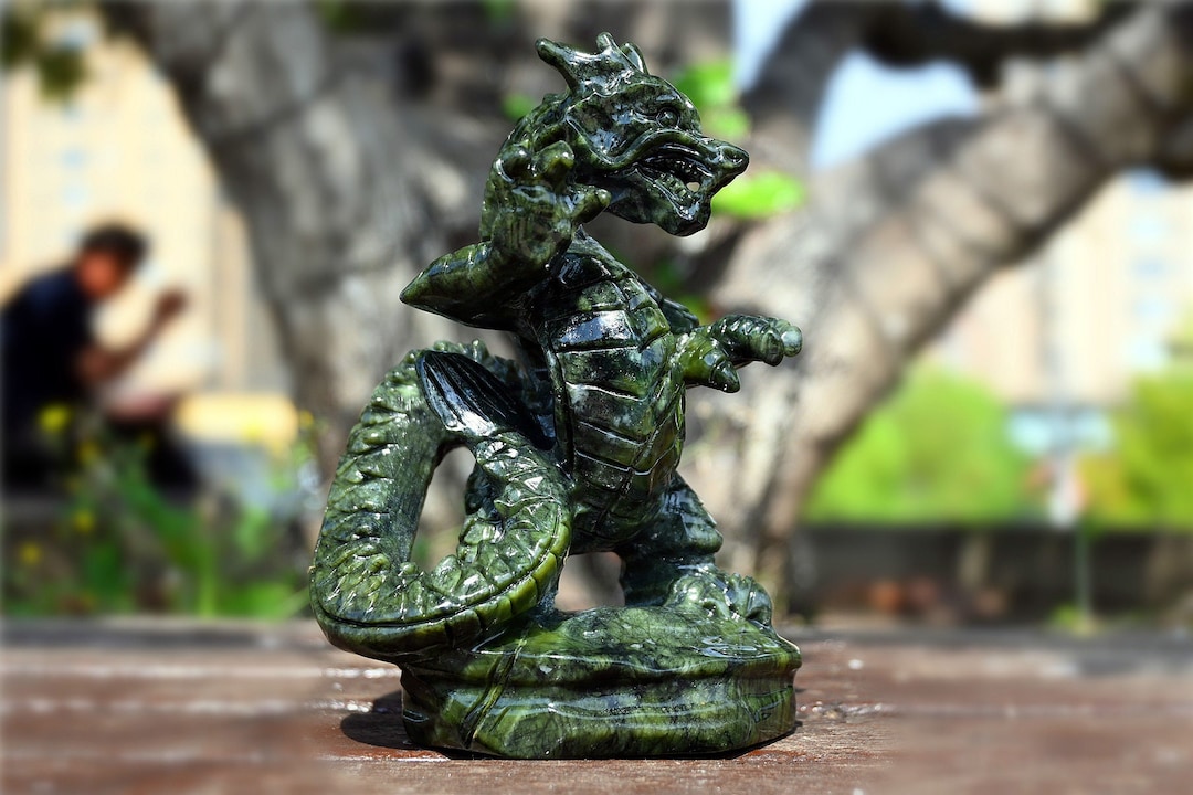 6.2'' Natural Jade Carved Dragon，crystal Carving Dragon，crystal Gifts ...