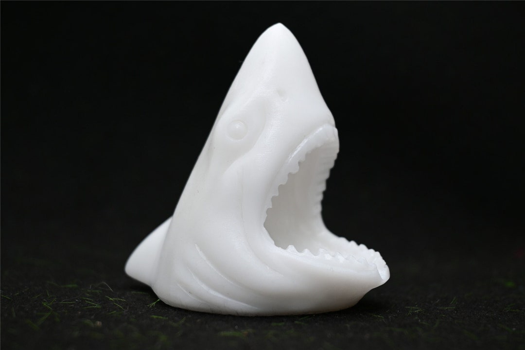 2.4'' Hand Carved Natural White Jade Shark，shark Skull，crystal Decor ...