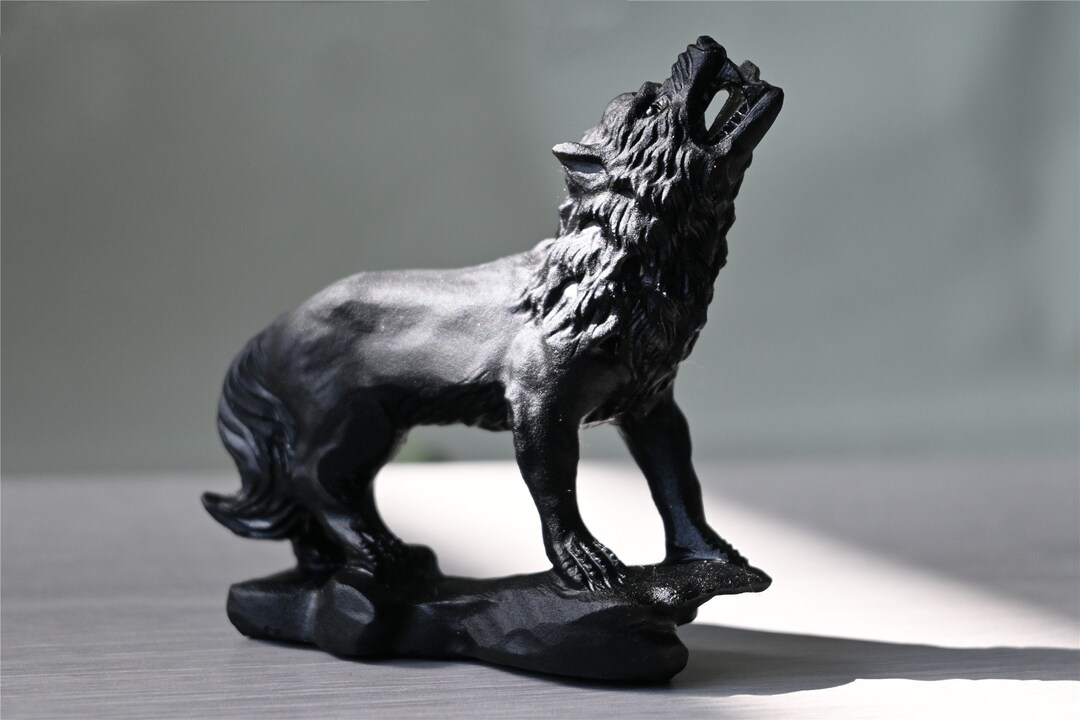 3.4'' Carved Obsidian Wolf Skull，carved Wolf，crystal Wolf，quartz ...