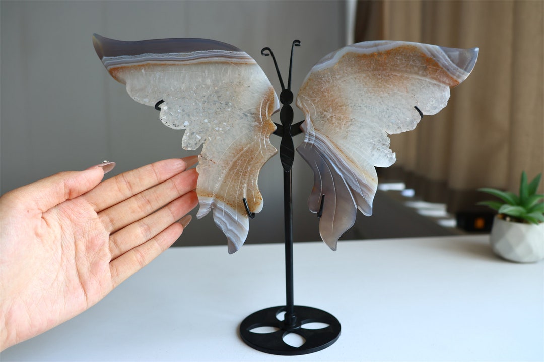 11.2 a Pair Natural Geode Agate Butterfly Wingbirthday Presentquartz ...