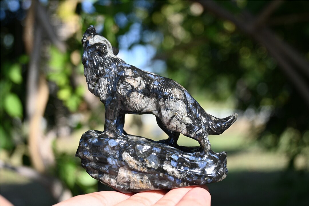 3.4'' Carved Rhyolite Wolf Skullcarved Wolfcrystal Wolfquartz ...