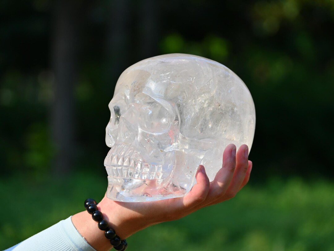 10LB+ Large Clear Quartz Crystal Skull,hand-carved Healing Stone WK-695 ...