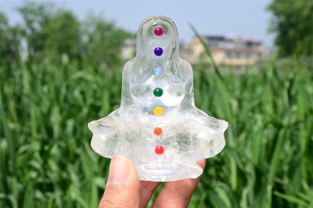 3.4'' Natural Hand Carved Chakela Clear Quartz Beauty Goddess，crystal ...