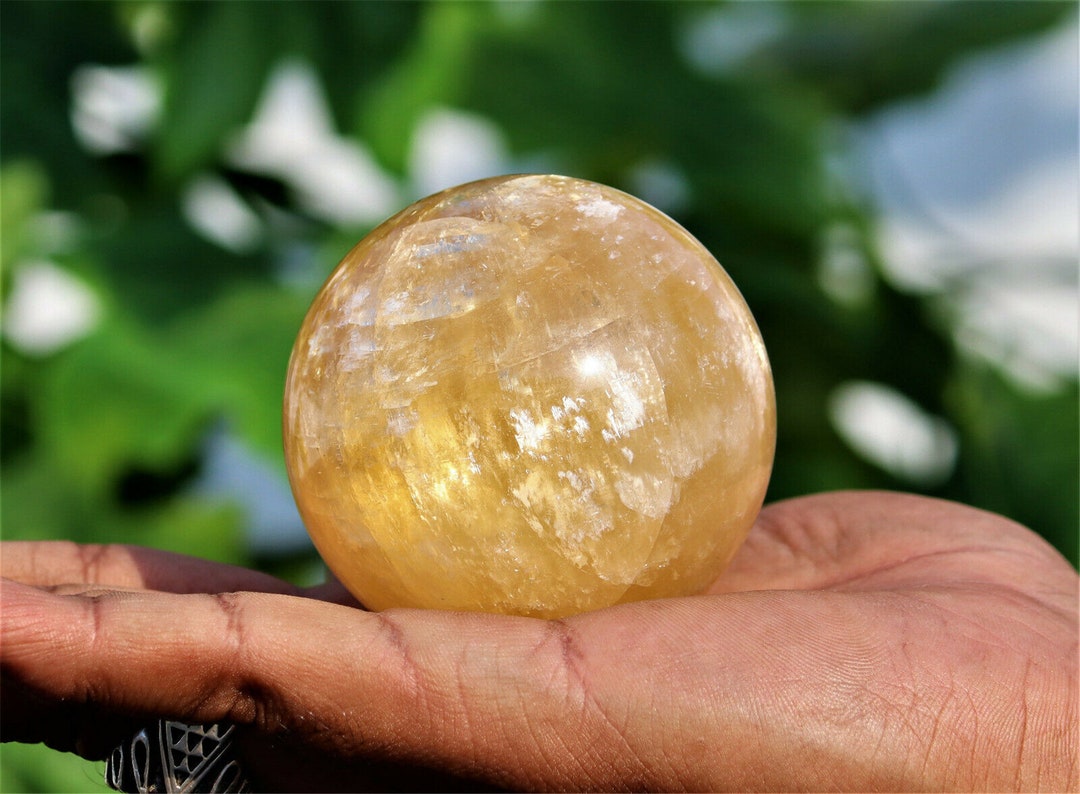 50mm Superb Ball Orange Calcite Crystal Chakra Healing Reiki Divination ...