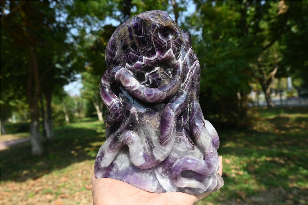 7LB+ Natural Dream Amethyst Carved Octopus Skull，crystal Octopus，home ...