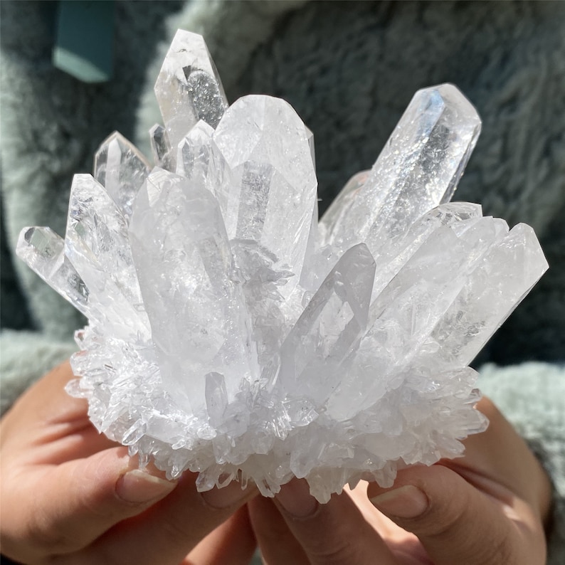 Crystal Cluster，300-500g+ Clear Quartz Cluster Crystal，quartz Point Vug ...