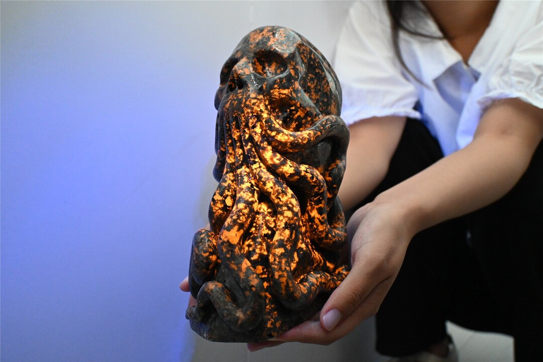 6LB+ Natural Yooperlite Carved Octopus Skull，crystal Octopus，home Decor ...