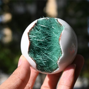 55mm+ Green Needle Ironstone Ball,open Mouth Magnesite Goethite Crystal ...