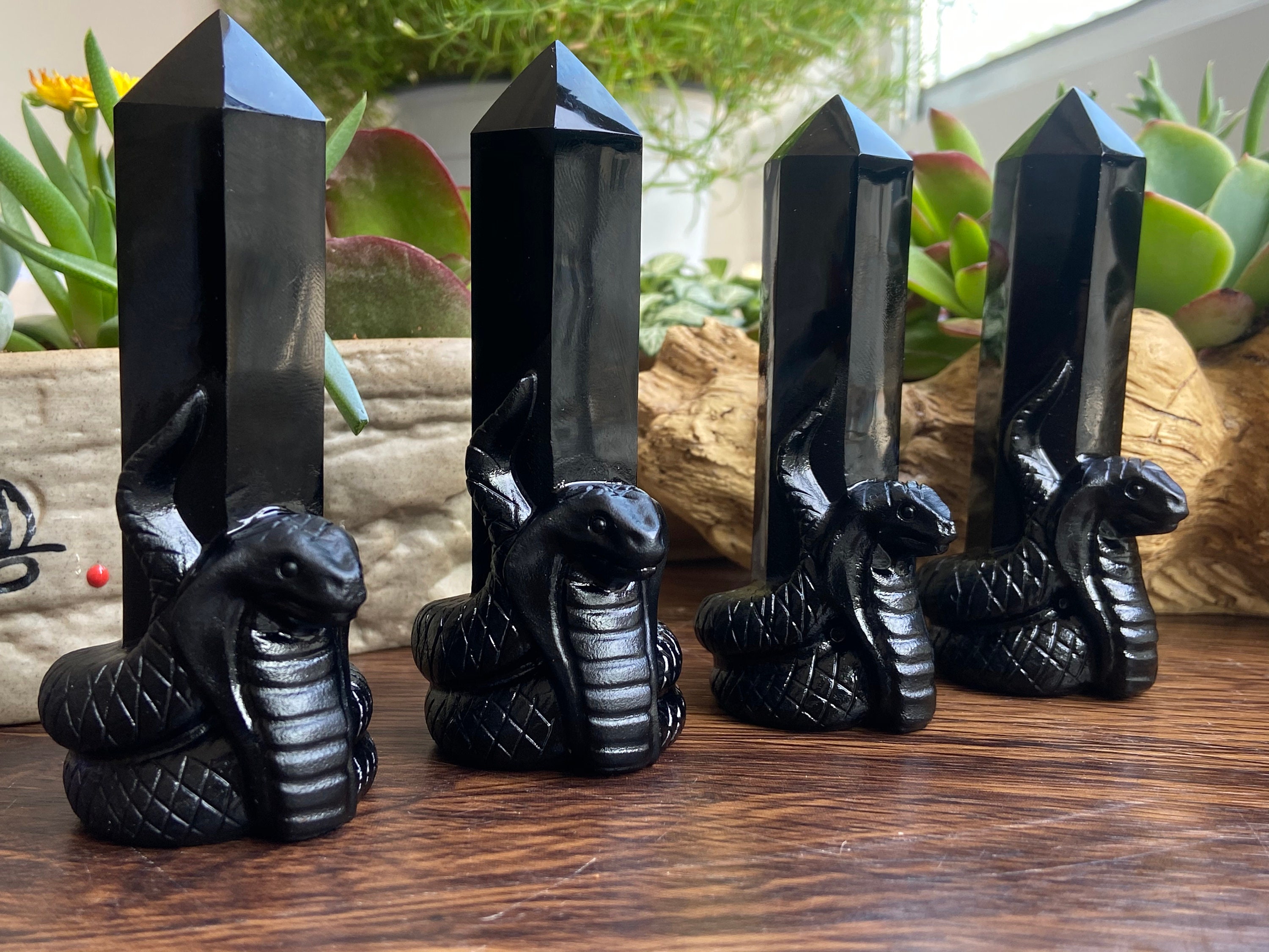 3.8'' Natural Hand Carved Obsidian Snakeobsidian - Etsy