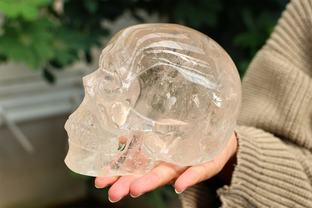 4.29LB Clear Quartz Skull,natural Quartz Crystal Skull Carving,carved ...